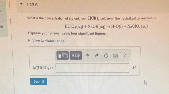 What is the concentration of the unknown HClO4 | Chegg.com