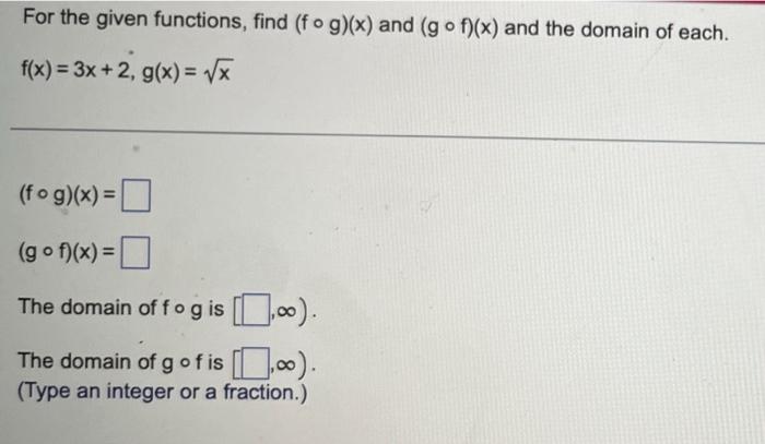 Solved For the given functions, find (fog)(x) and (gof)(x) | Chegg.com