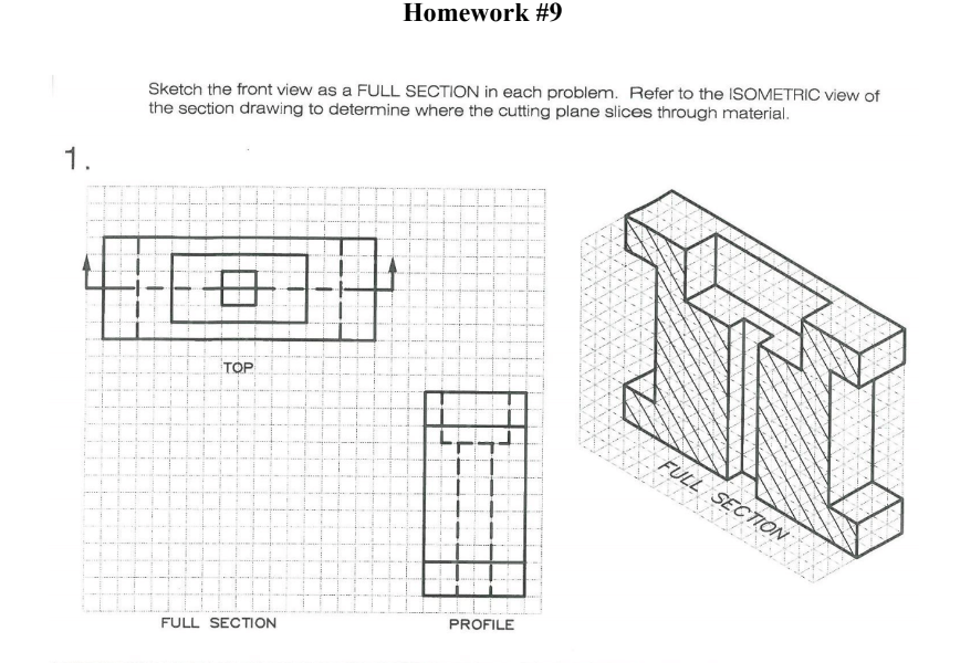 Solved Sketch the front view as a FULL SECTION in each | Chegg.com