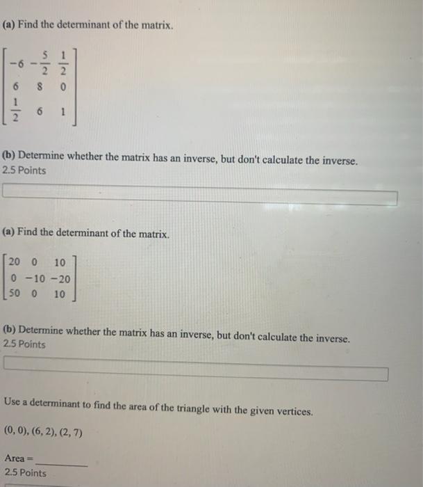 Solved Evaluate The Determinant Using Row Or Column
