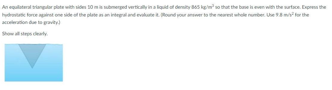Solved An equilateral triangular plate with sides 10m ﻿is | Chegg.com