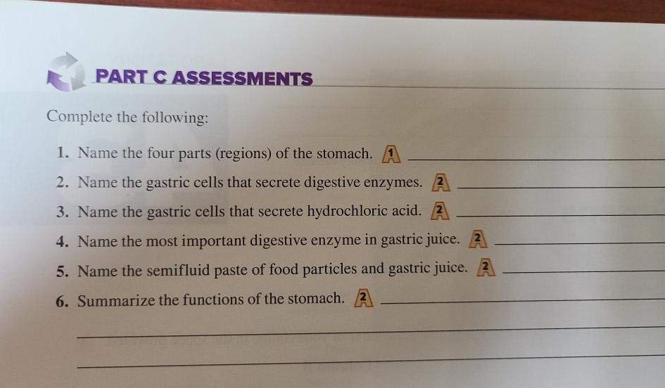 Solved PART C ASSESSMENTS Complete the following: 1. Name | Chegg.com Solved PART C ASSESSMENTS Complete the following: 1. Name | Chegg.com