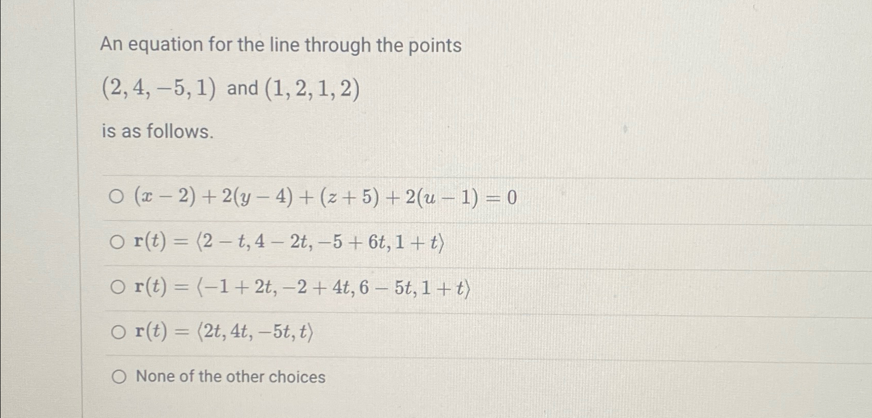 Solved An equation for the line through the points | Chegg.com