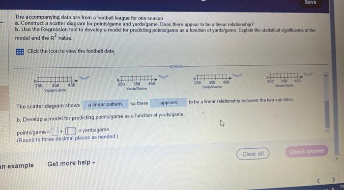 Solved Football Data Foints: 0.53 of 3 of 12 points linear | Chegg.com