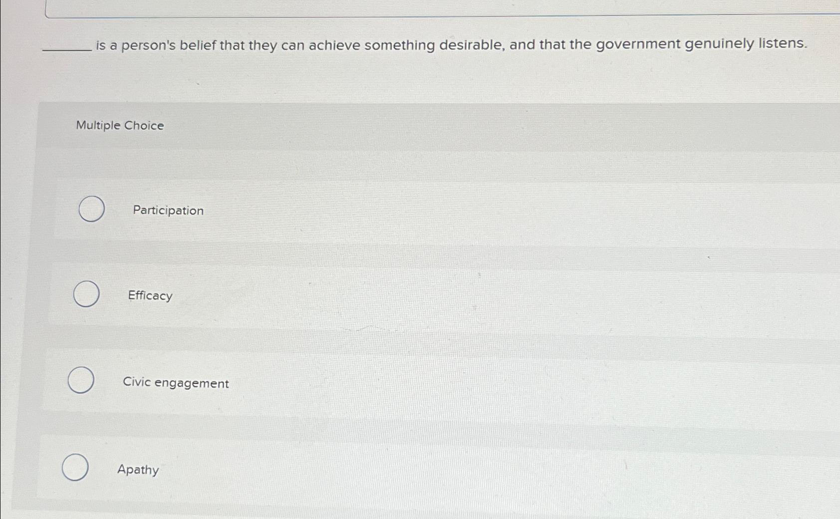Solved is a person's belief that they can achieve something | Chegg.com