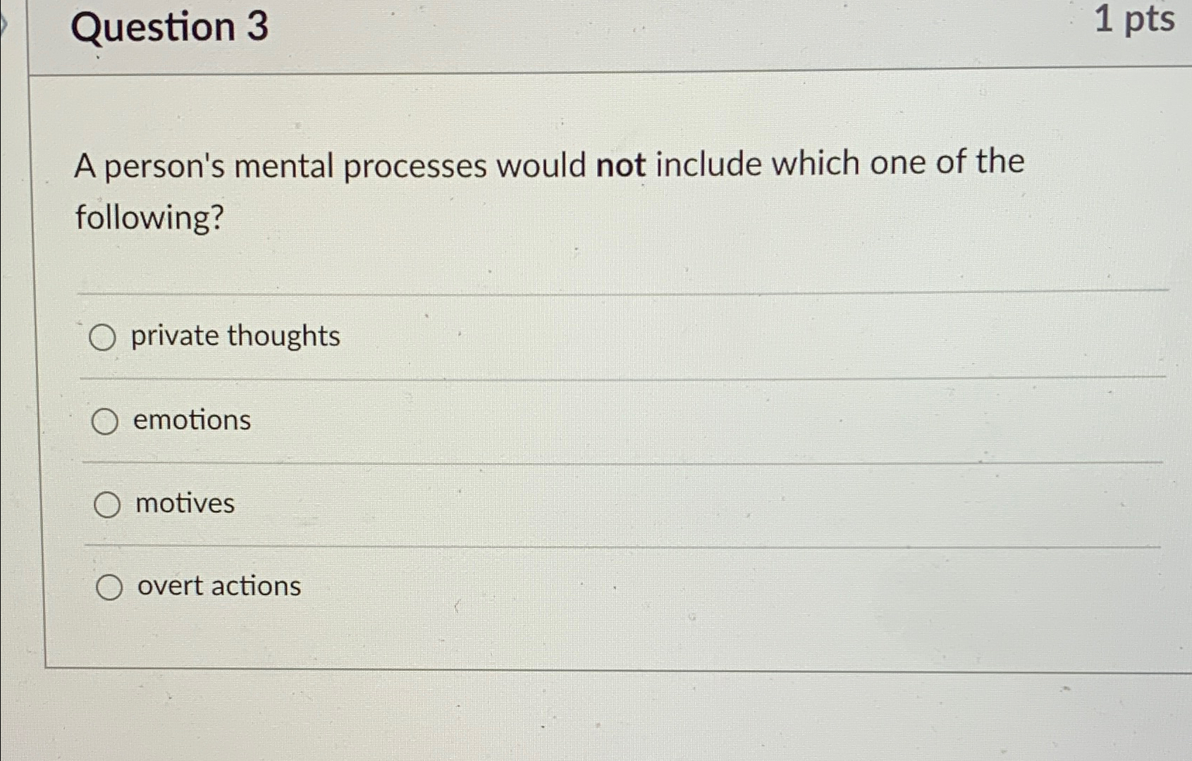 Solved Question 31 ﻿ptsA person's mental processes would not | Chegg.com