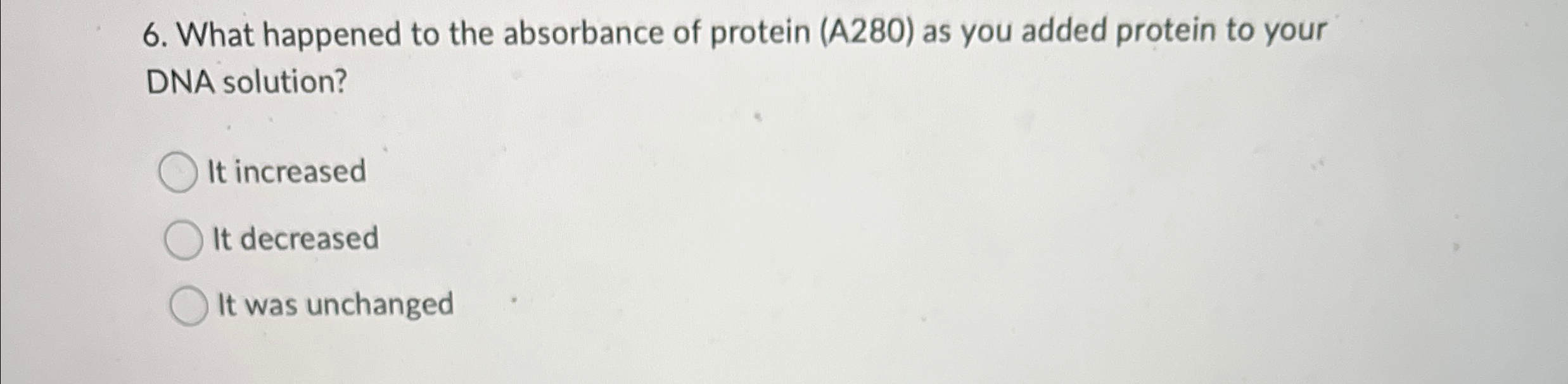 Solved What happened to the absorbance of protein (A280) ﻿as | Chegg.com