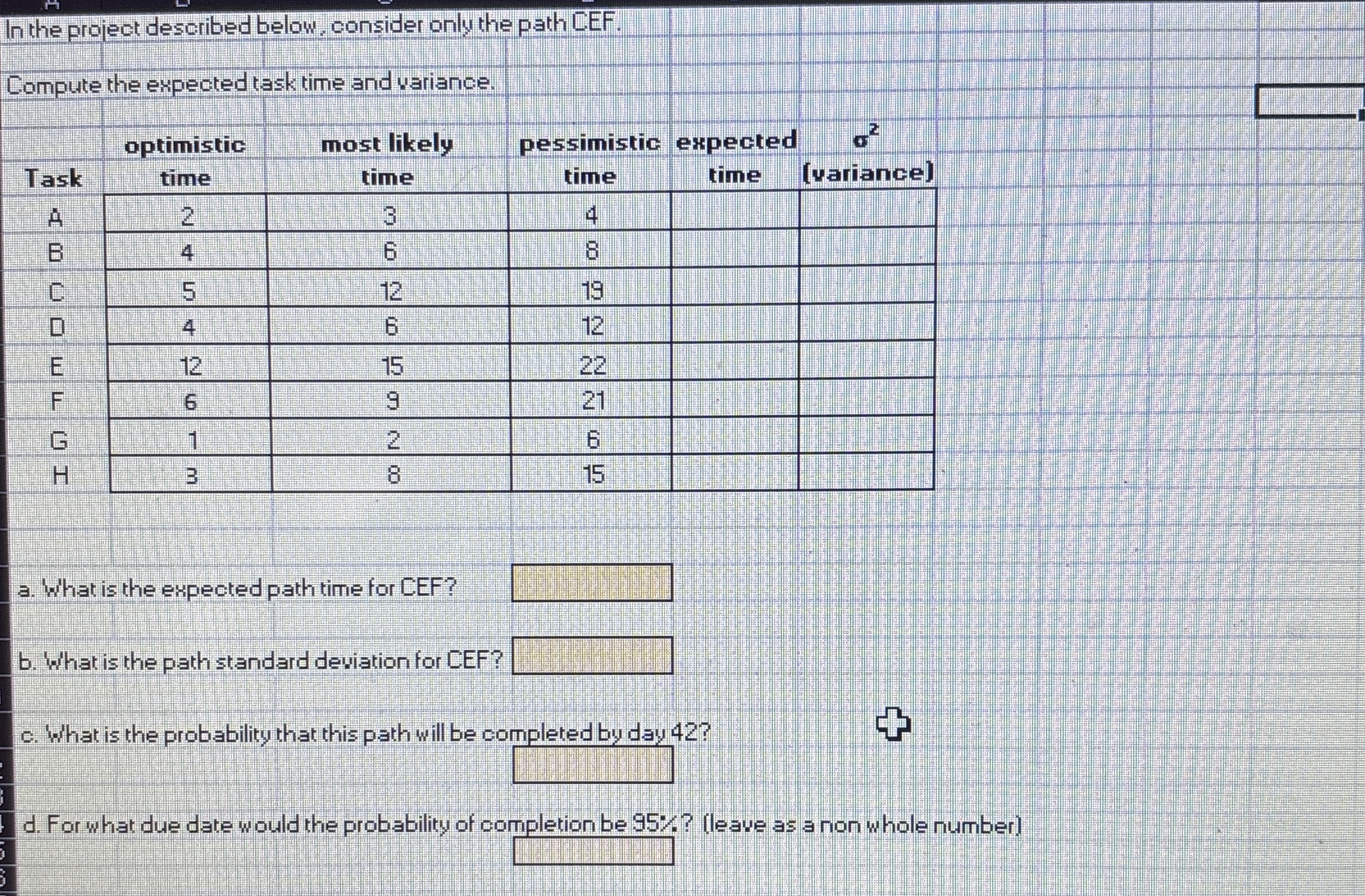 Solved In the project described below, consider only the | Chegg.com