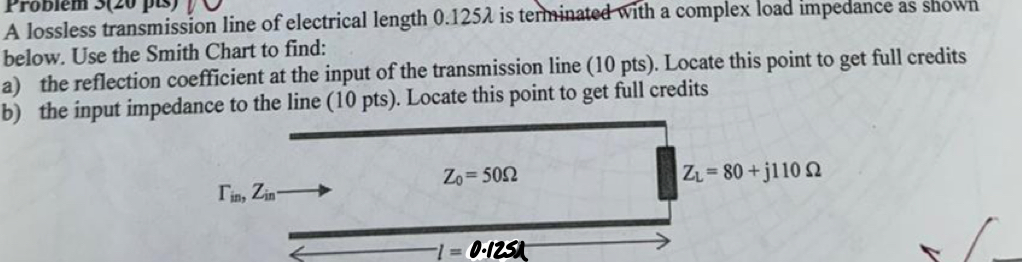 Solved A lossless transmission line of electrical length | Chegg.com