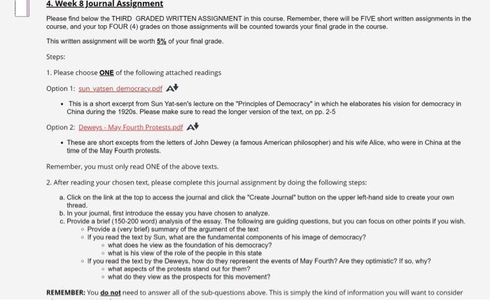 4. Week 8 Journal Assignment Please find below the | Chegg.com