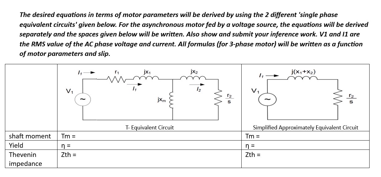 Solved The desired equations in terms of motor parameters | Chegg.com