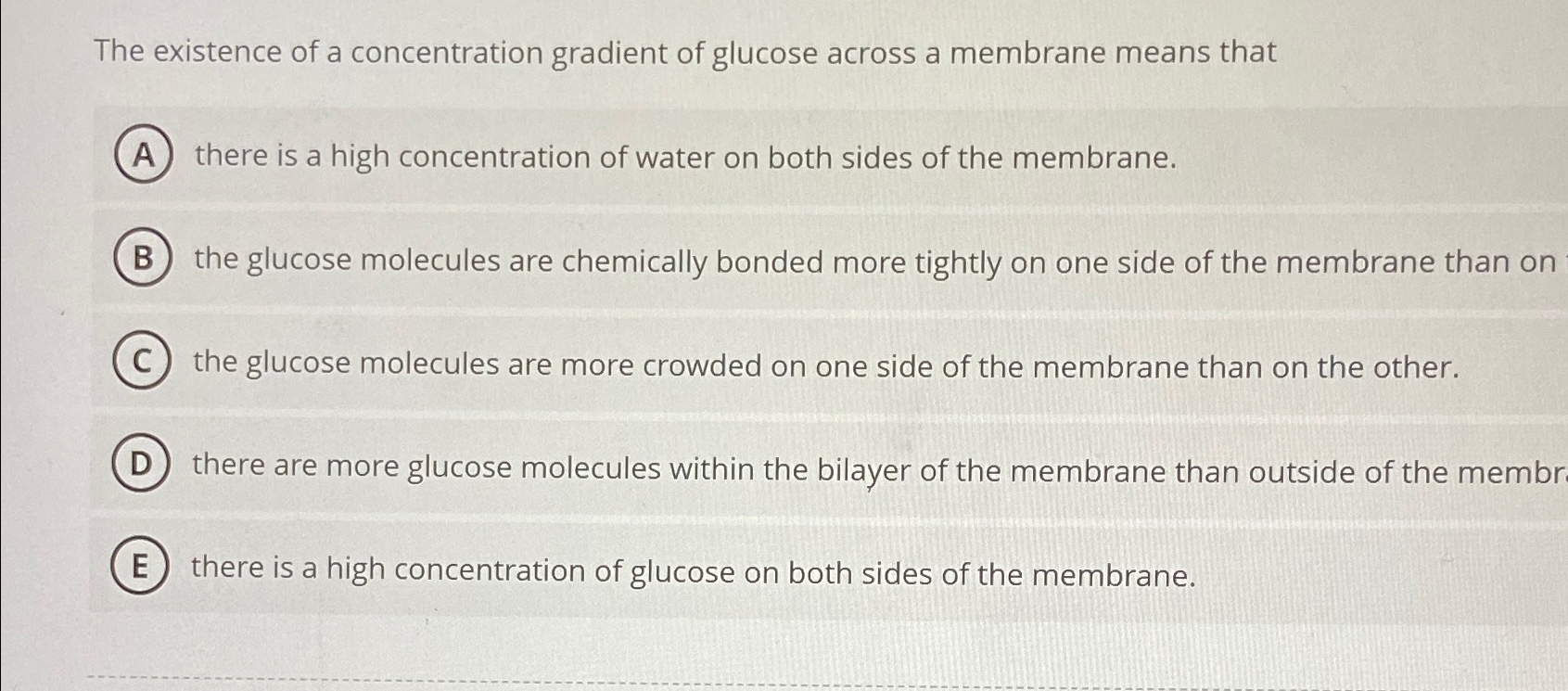 Solved The existence of a concentration gradient of glucose | Chegg.com