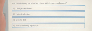 Solved Which evolutionary force leads to these allele | Chegg.com