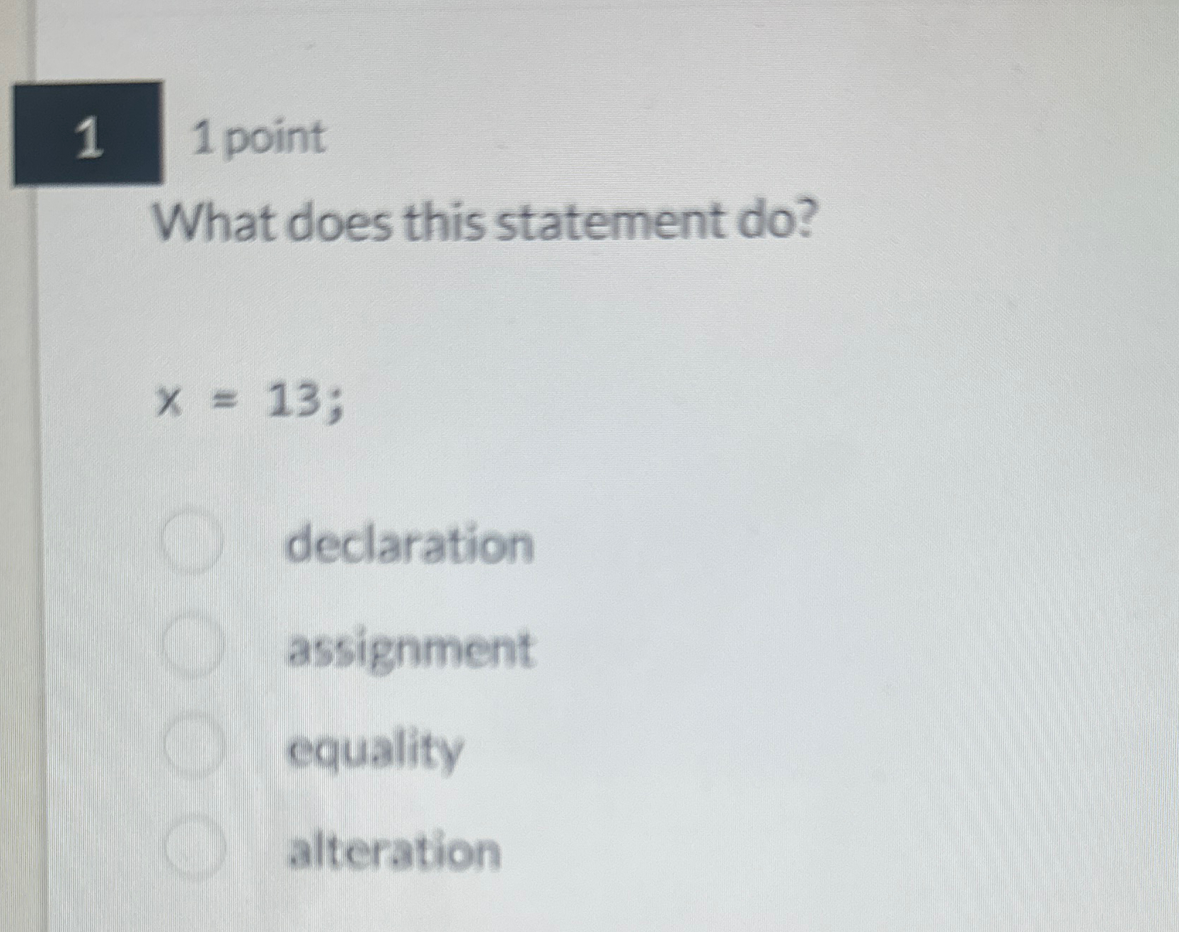 Solved 1 ﻿pointWhat does this statement | Chegg.com