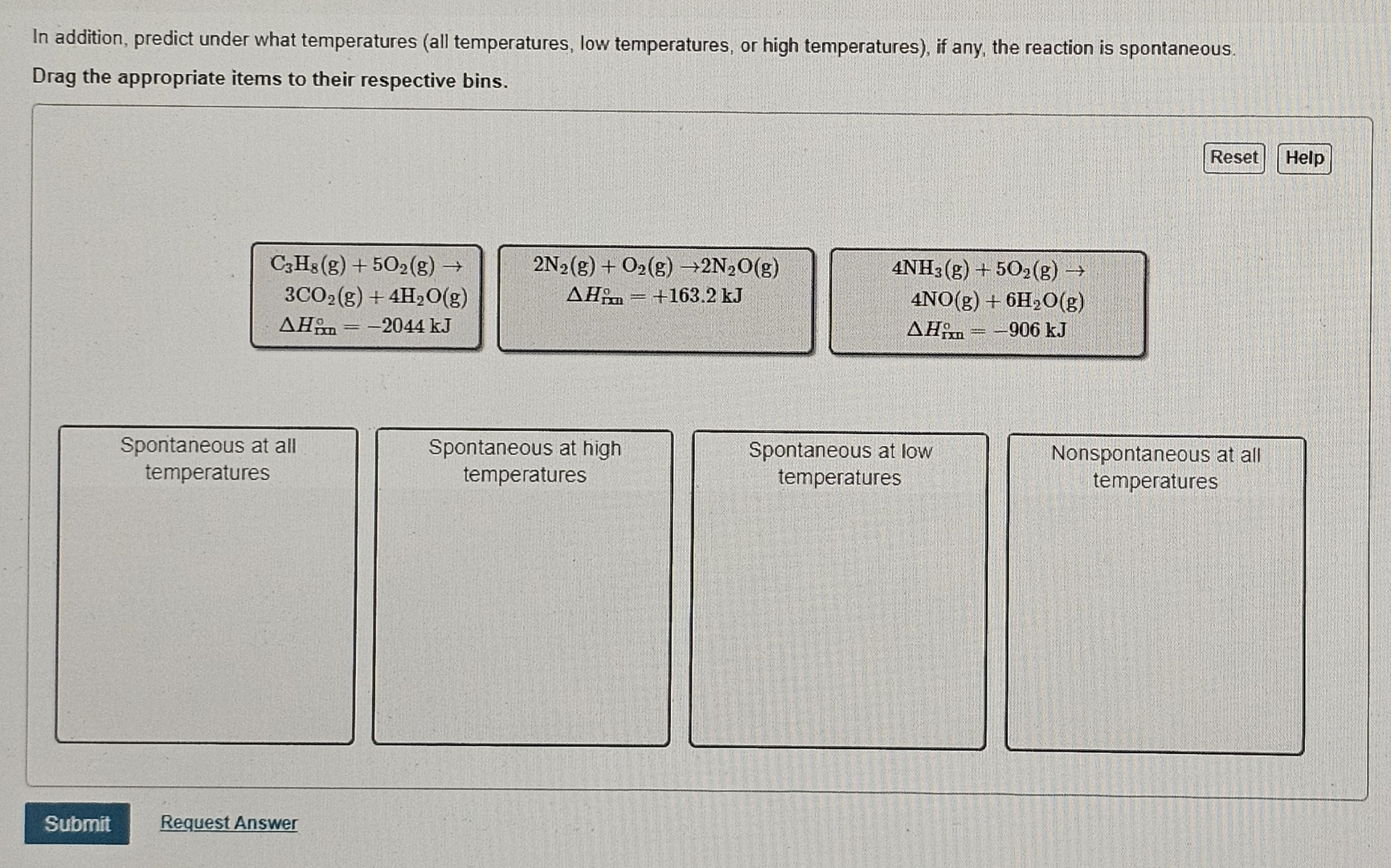 Solved In addition, predict under what temperatures (all | Chegg.com