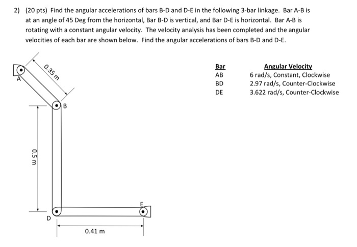 Solved 2) (20 pts) Find the angular accelerations of bars | Chegg.com