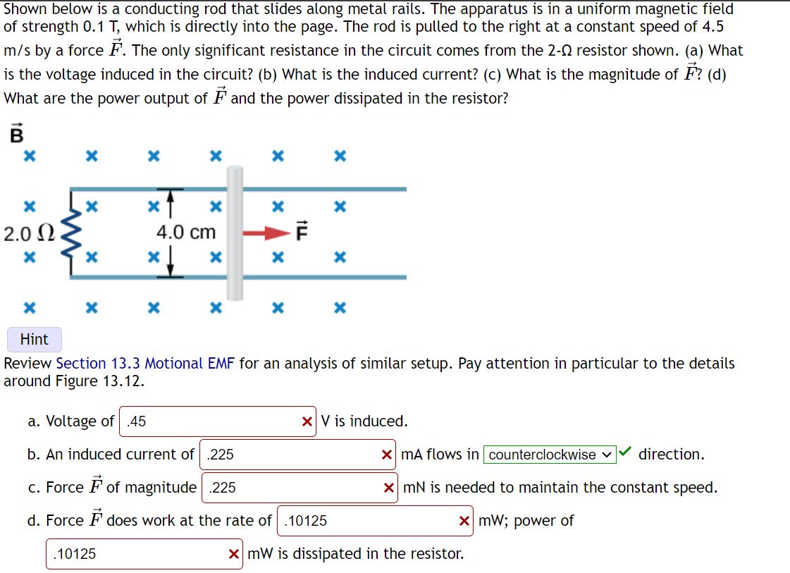 Solved Shown below is a conducting rod that slides along | Chegg.com