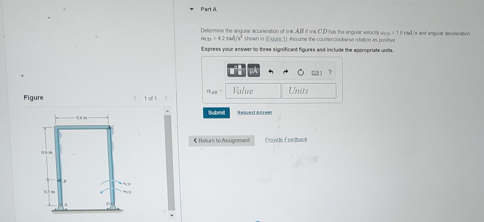 Solved Determine the angular acceleration of link AB if link | Chegg.com