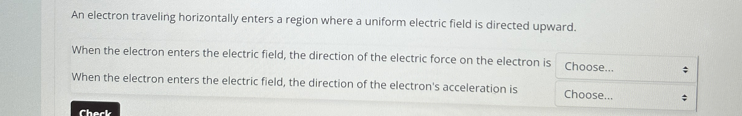 Solved An electron traveling horizontally enters a region | Chegg.com