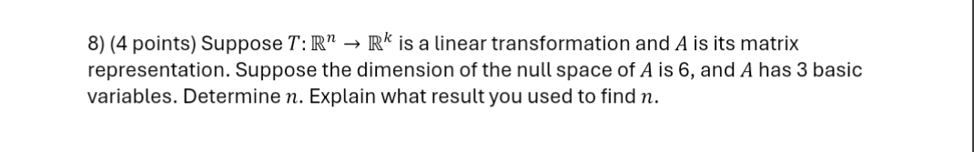 Solved by an EXPERT (4 ﻿points) ﻿Suppose T:Rn→Rk ﻿is a linear | Chegg.com