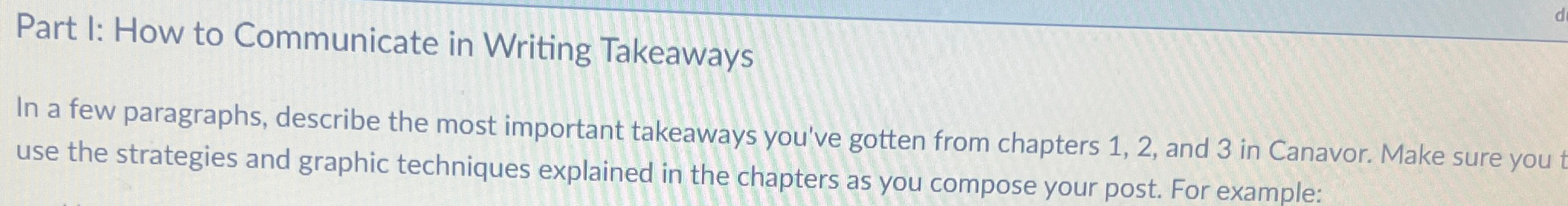 Solved Part I: How to Communicate in Writing TakeawaysIn a | Chegg.com