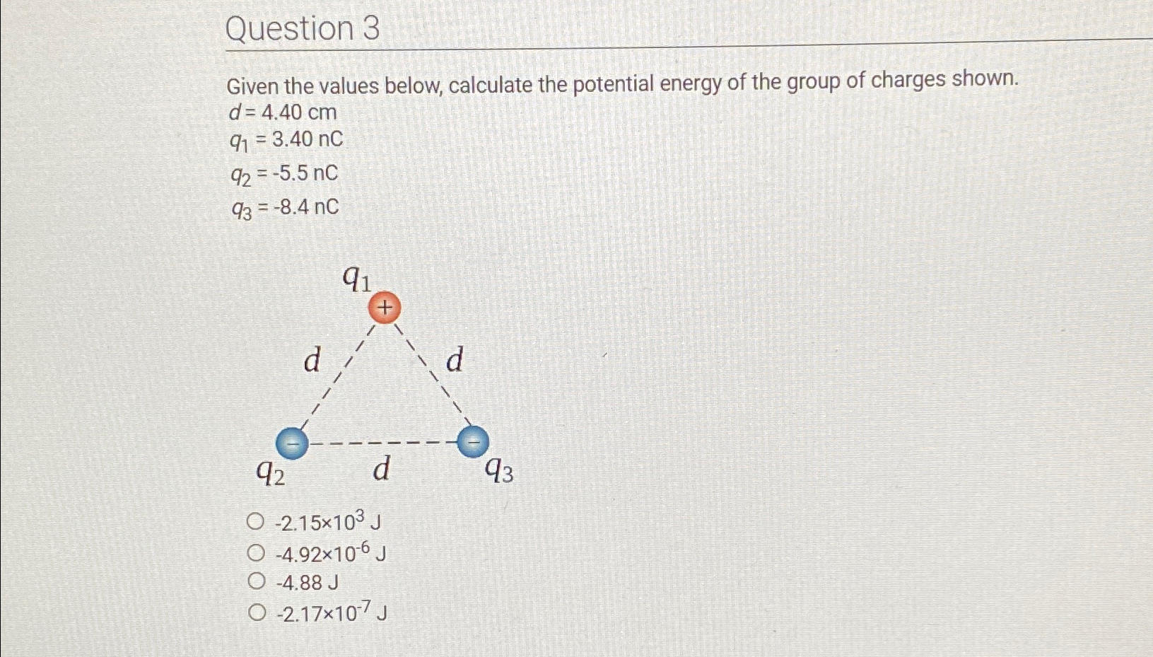 Solved Question 3Given the values below, calculate the | Chegg.com