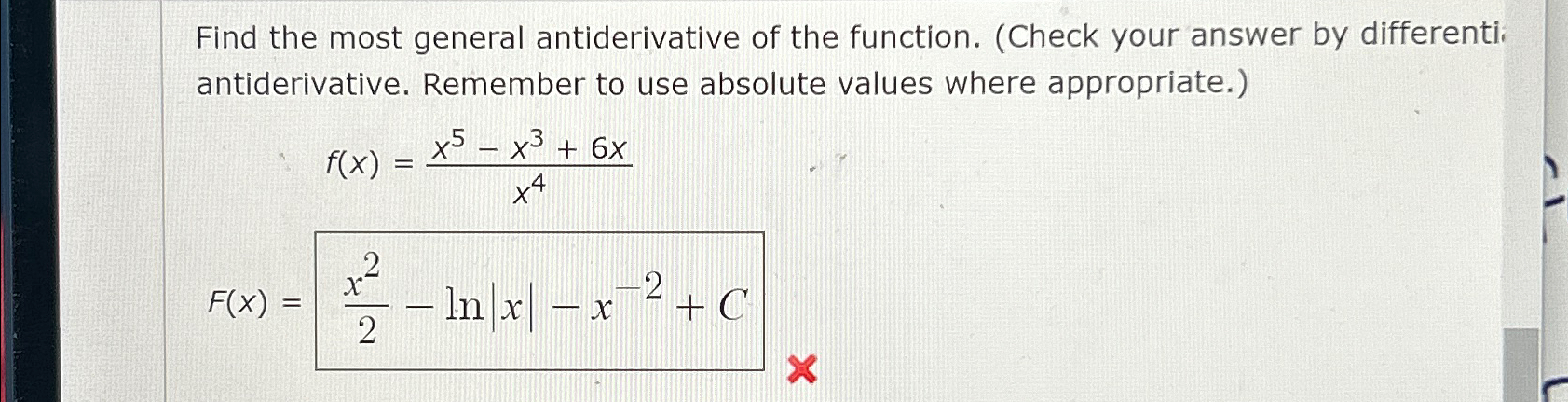 Solved Find the most general antiderivative of the function. | Chegg.com