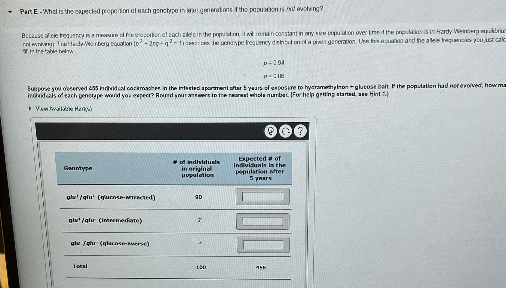 Solved Part E - ﻿What is the expected proportion of each | Chegg.com