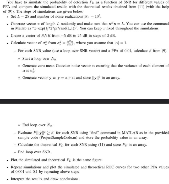 Solved You have to simulate the probability of detection PD | Chegg.com