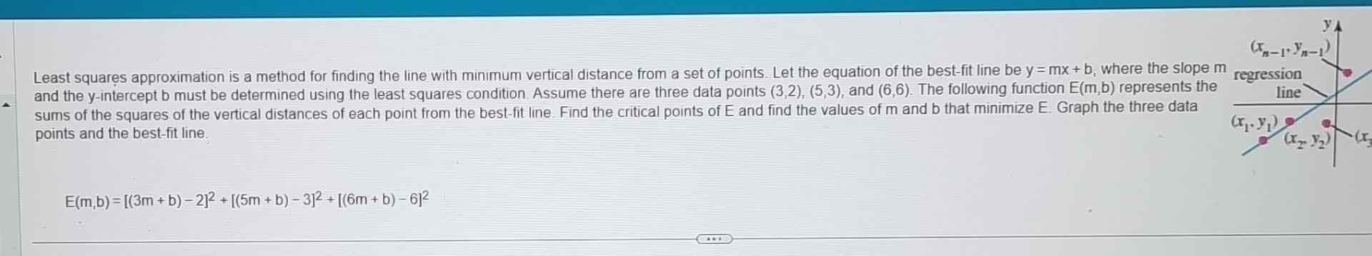 Solved Least squares approximation is a method for finding | Chegg.com
