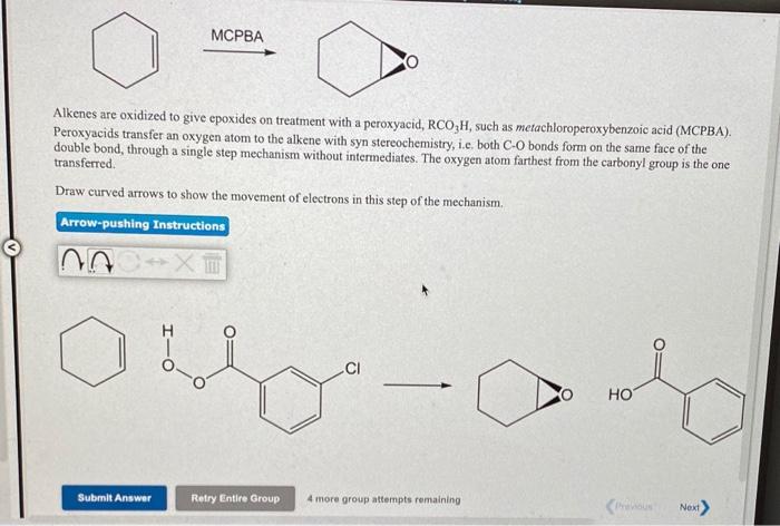 Solved MCPBA Alkenes are oxidized to give epoxides on | Chegg.com