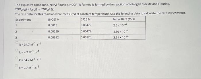 Solved The explosive compound, Nitryl flouride, NO2F, is | Chegg.com
