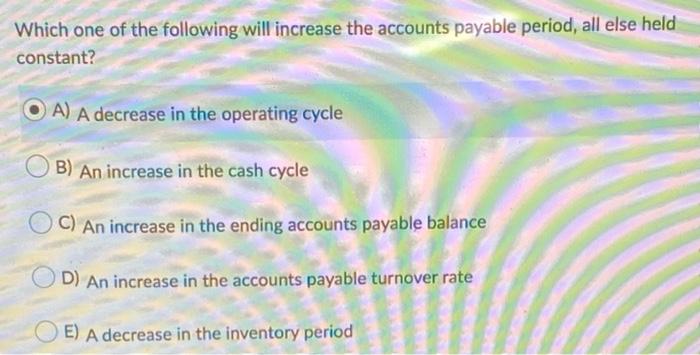 Solved Which one of the following will increase the accounts | Chegg.com