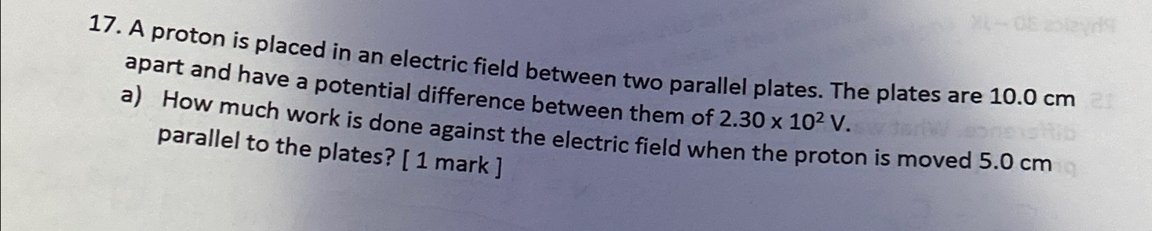 Solved A proton is placed in an electric field between two | Chegg.com
