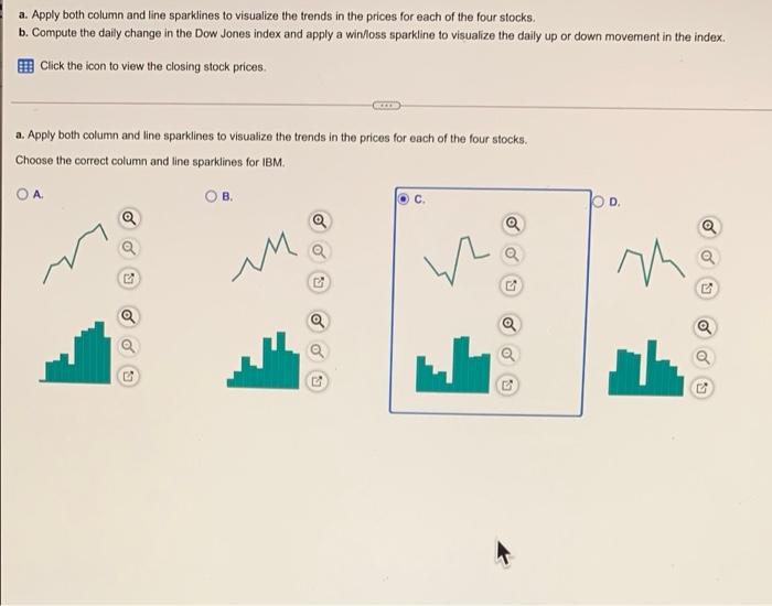 Solved a. Apply both column and line sparklines to visualize | Chegg.com