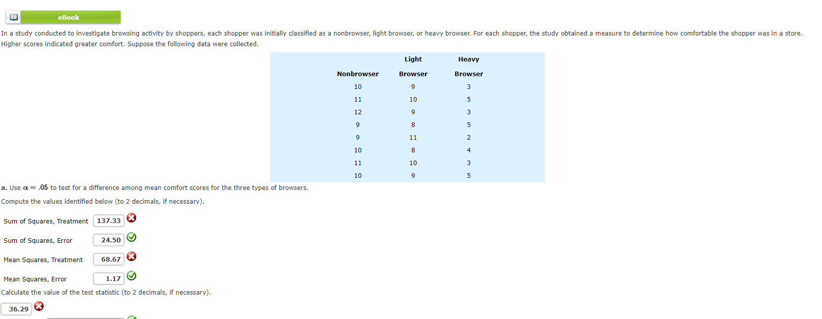 Solved Higher scores indicated greater comfort. Suppose the | Chegg.com