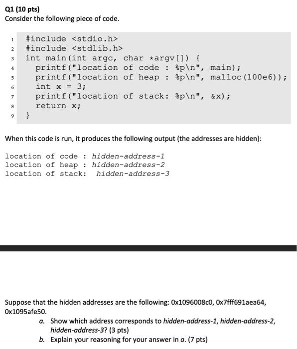 Solved Q1 10 Pts Consider The Following Piece Of Code 