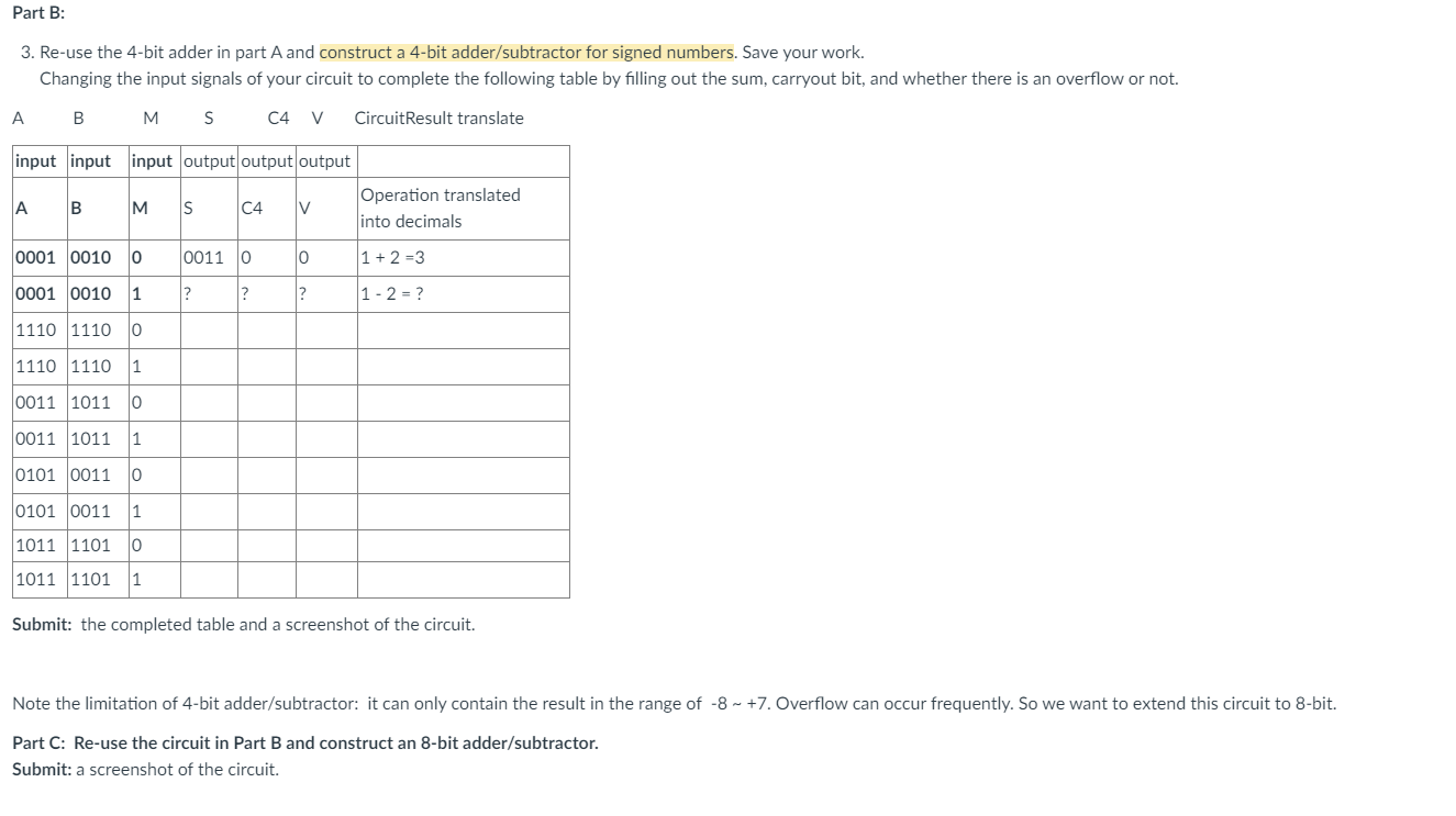 Solved Construct a full-adder and try it out with different | Chegg.com