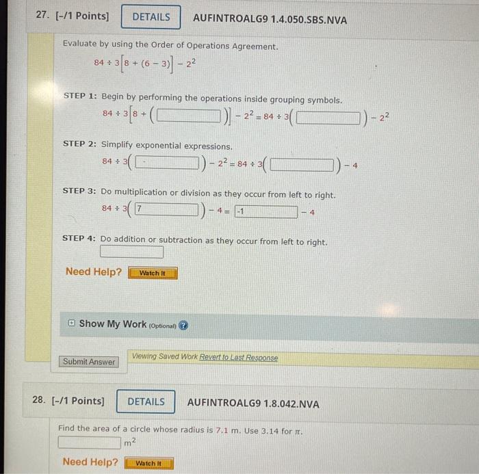 Solved Evaluate by using the Order of Operations Agreement. | Chegg.com