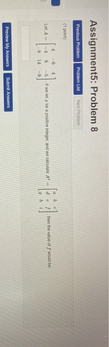 Solved Assignment5 Problem 8 Previous Problem Problem List 