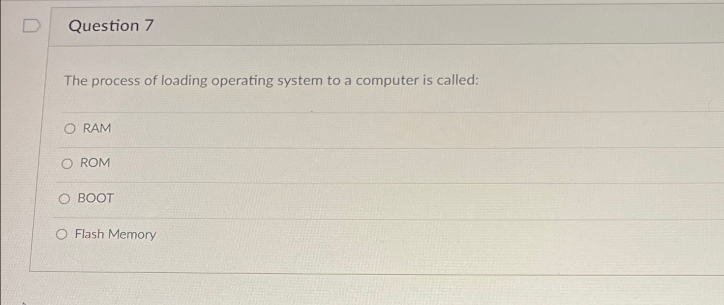 Solved Question 7The process of loading operating system to | Chegg.com