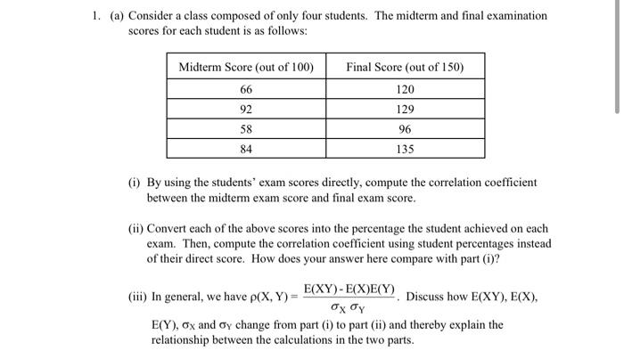 Solved (a) Consider a class composed of only four students. | Chegg.com