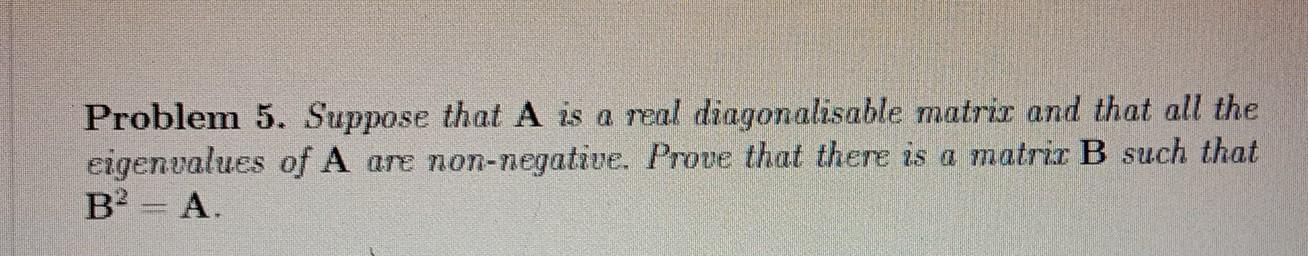 Solved Problem 5. Suppose that A is a real diagonalisable | Chegg.com