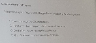 Solved Current Attempt in ProgressMajor challenges facing | Chegg.com