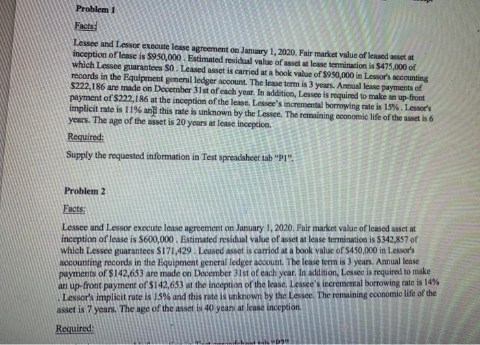 Solved Problem 1 Facts: Lessee and Lessor execute lease | Chegg.com