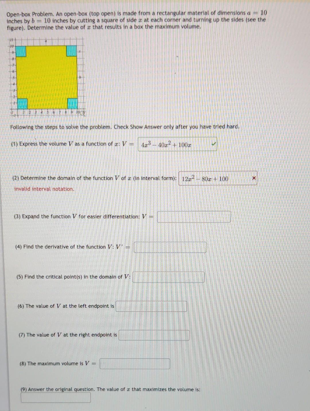 Solved Open-box Problem. An open-box (top open) is made from | Chegg.com