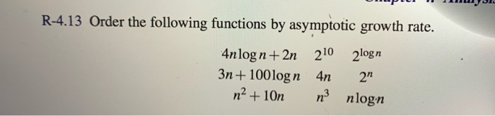 Solved R-4.13 Order the following functions by asymptotic | Chegg.com