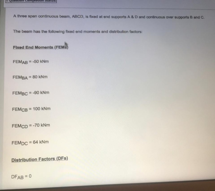 Solved tion A three span continuous beam, ABCD, is fixed at | Chegg.com