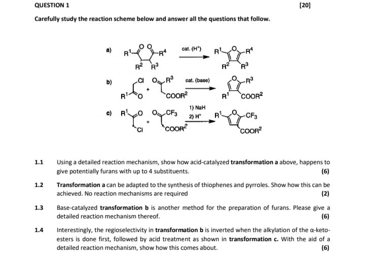 Solved QUESTION 1Carefully study the reaction scheme below | Chegg.com