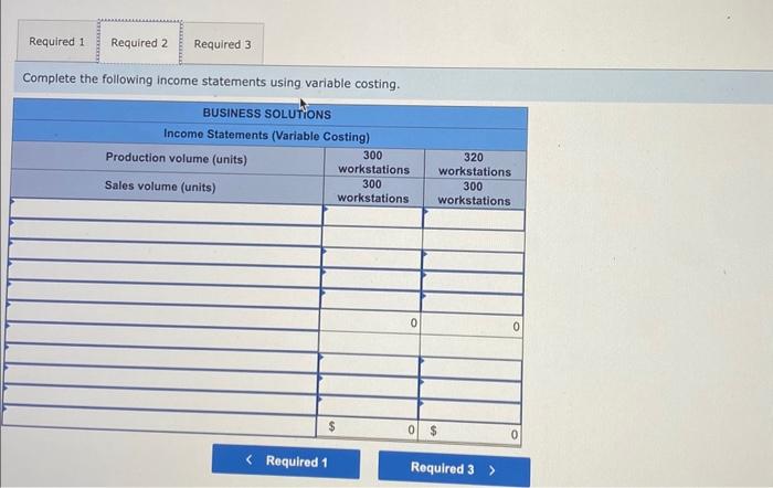 Solved Complete the following income statements using | Chegg.com